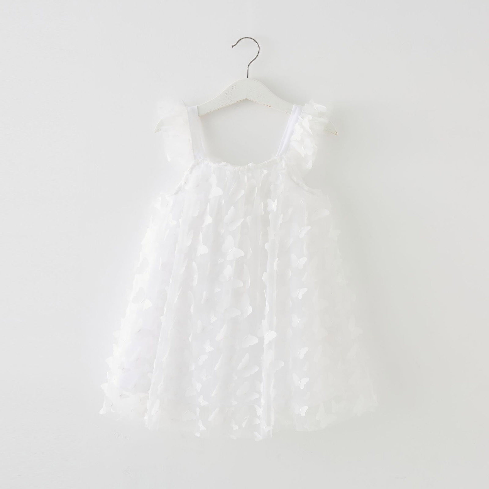 Baby Girl Tulle Dress A-Line White Dress Sleeveless Butterfly Dress for ...