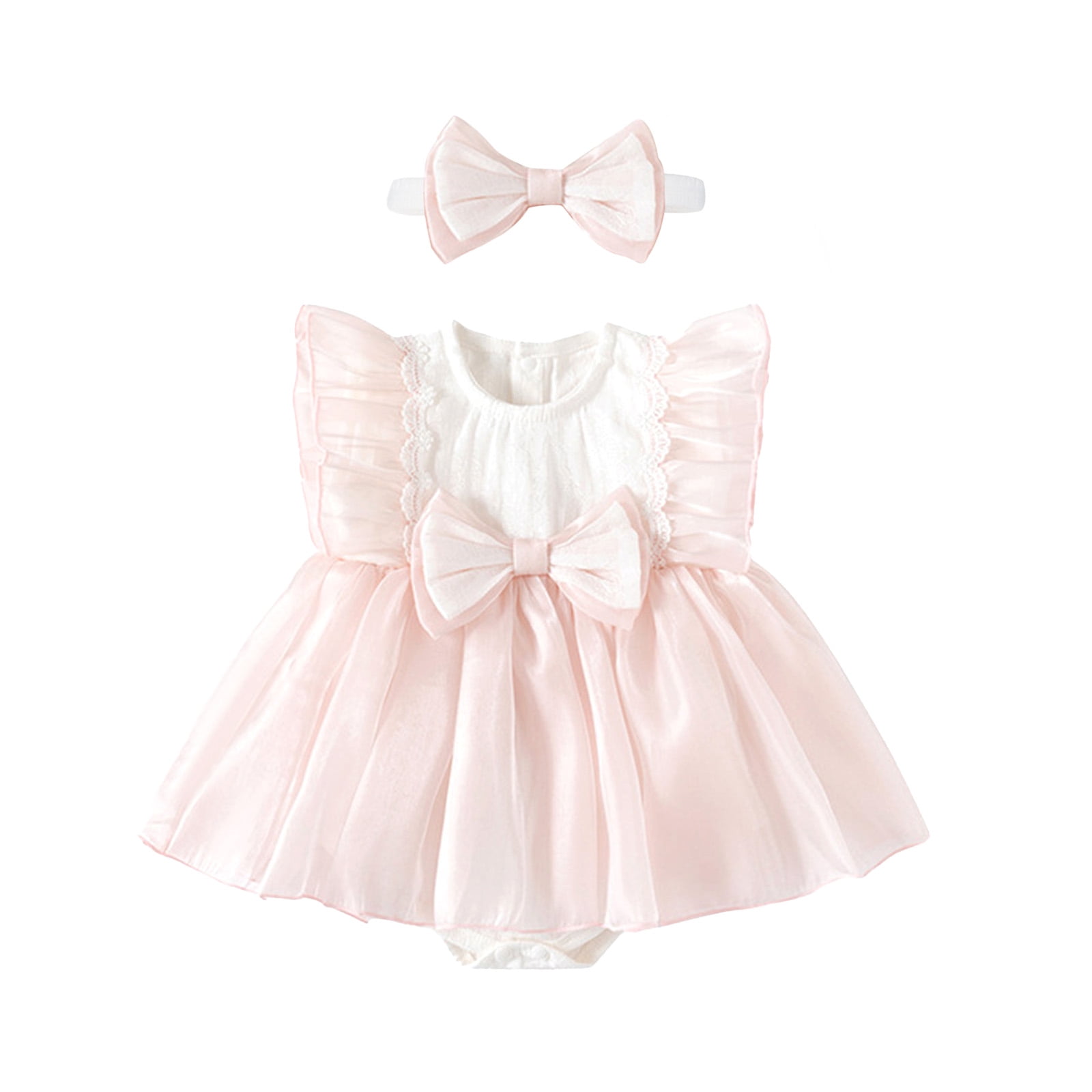 Baby Girl Tulle Romper & Headband Set – Christening Photo Outfit (0-12M ...