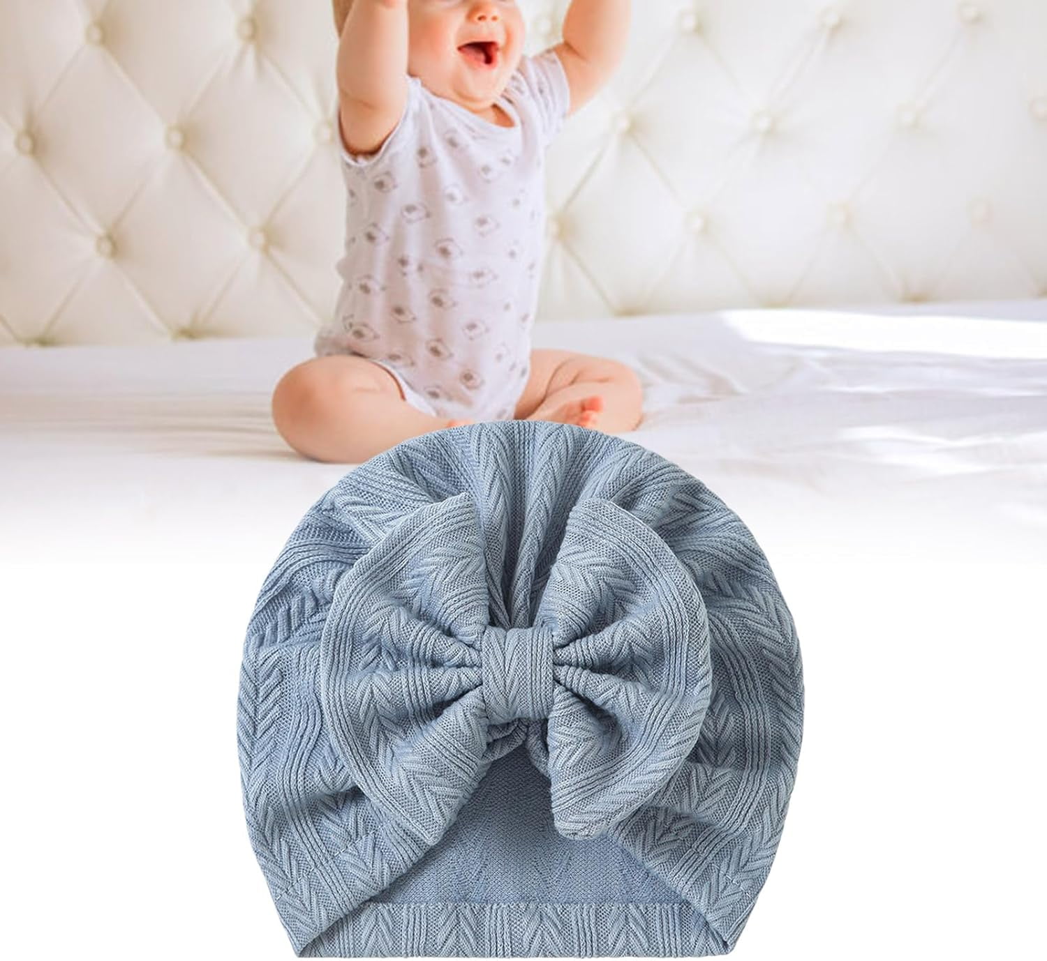 Baby Girl Turban Hats, Baby Beanie Knit Hat, Cute Bows Turban Cap Wraps ...