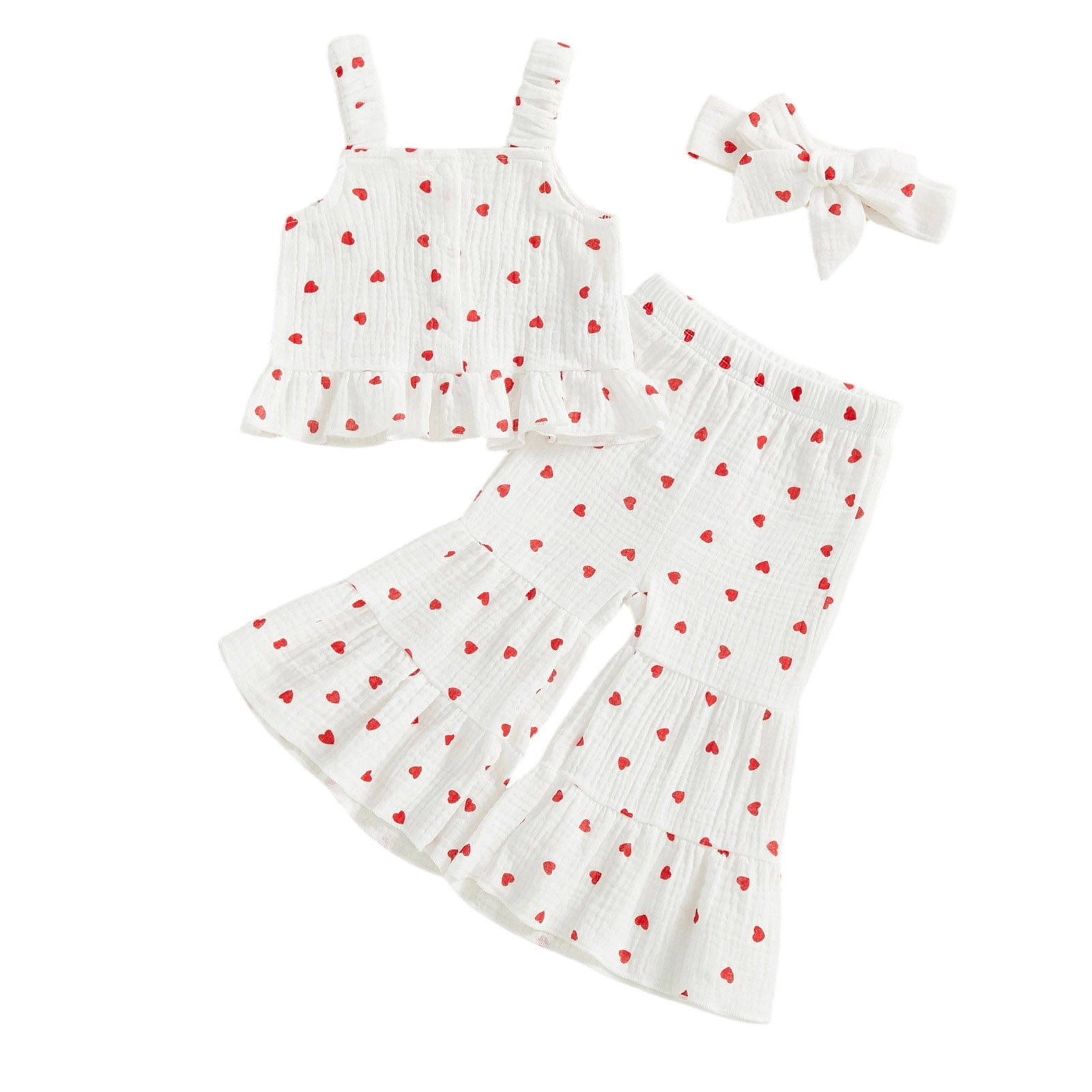 Baby Girl Valentines Day Summer Outfit Bow Print Sleeveless Tank with ...