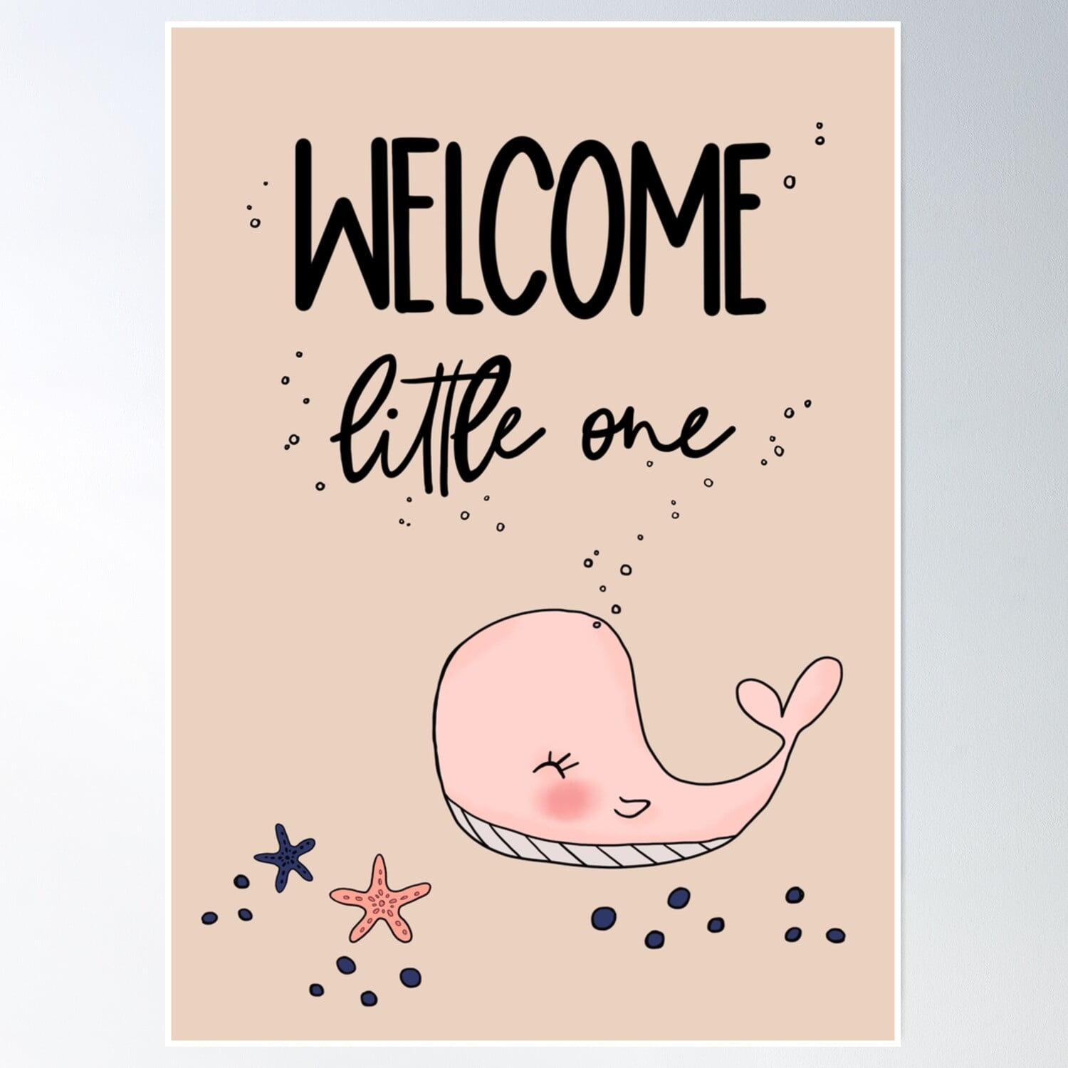 Baby Girl Whale Card Poster Wall Art, Modern Wall Decor, 12x18 UNFRAMED ...
