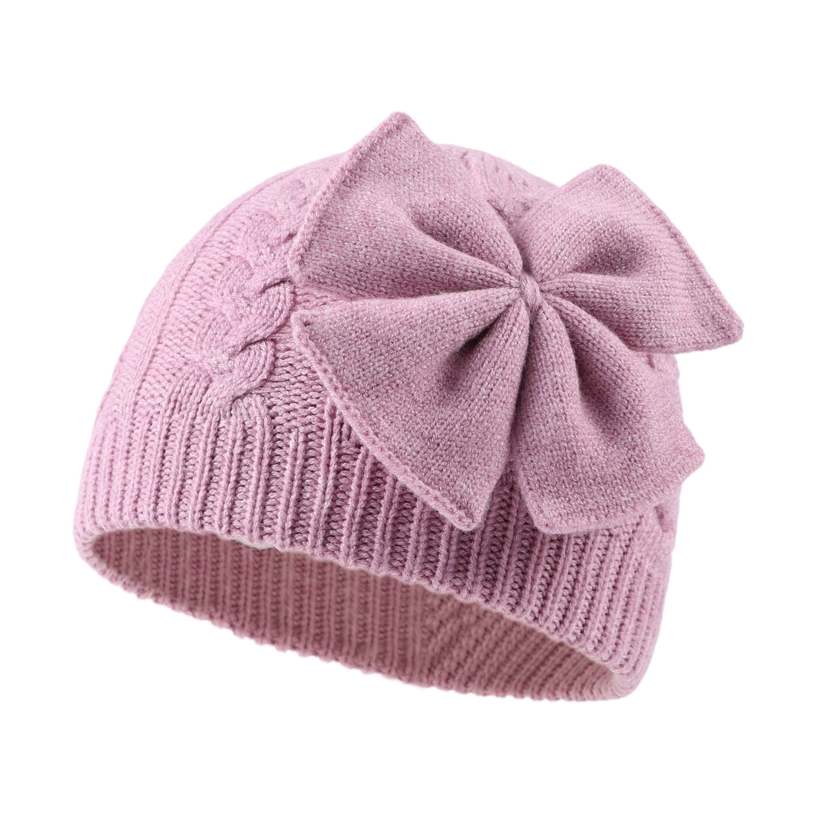 Newborn Baby Girl Winter Bonnet Hat with Bow, Warm Knitted Beanie for ...