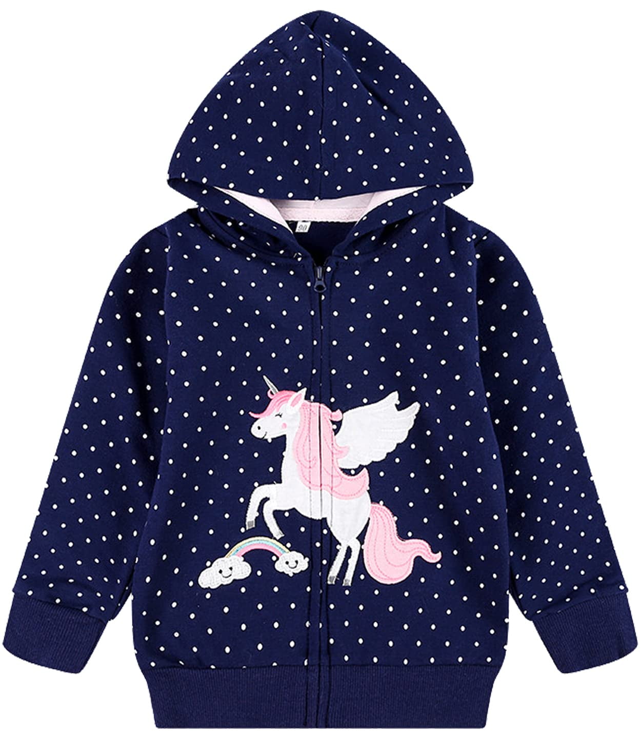 Popshion Baby Girl Zip Hoodie, Unicorn Rainbow Fleece Jacket, Winter ...