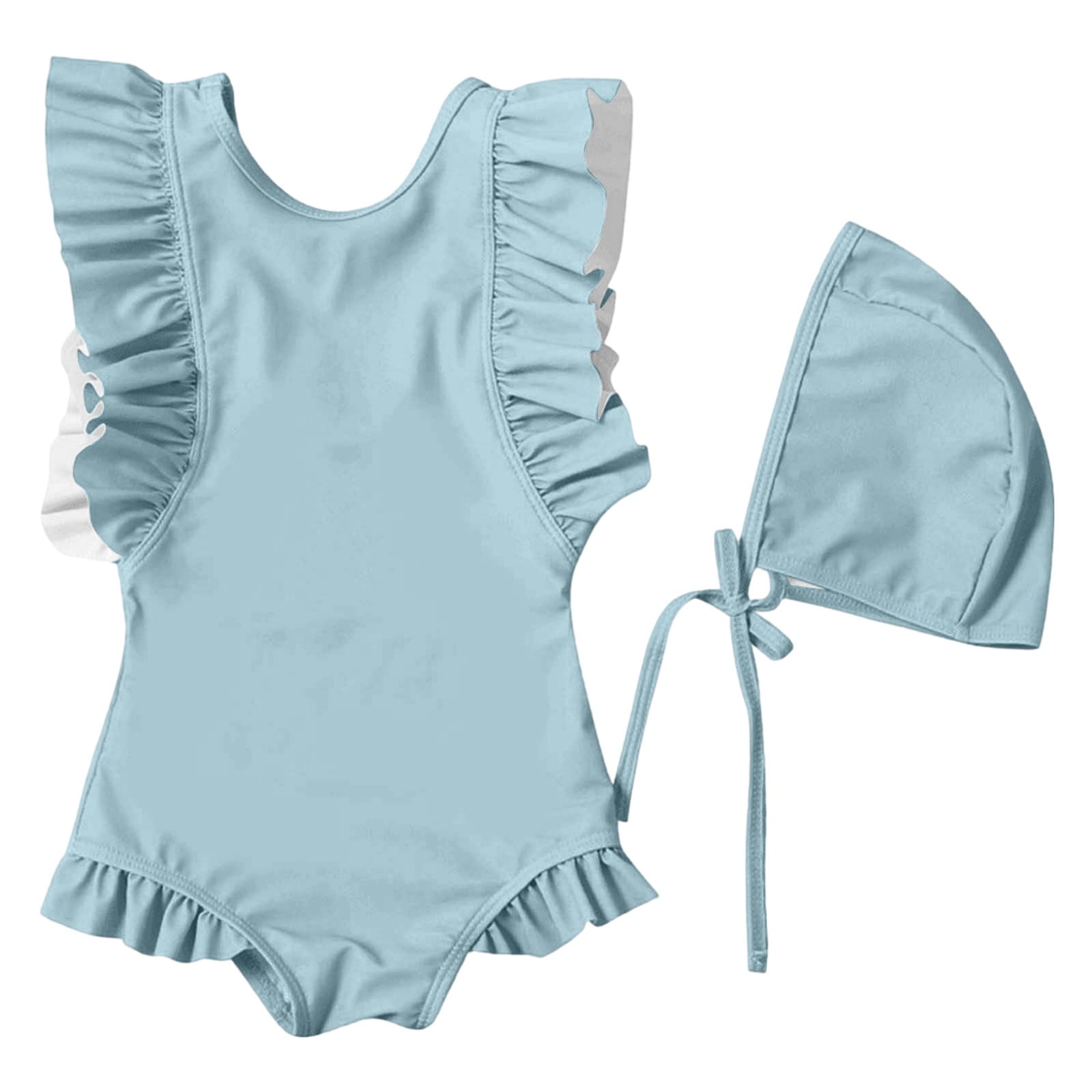 Baby Girls' 1pc Beach Swimsuit With Ruffled Trim Solid Color Swimsuit ...