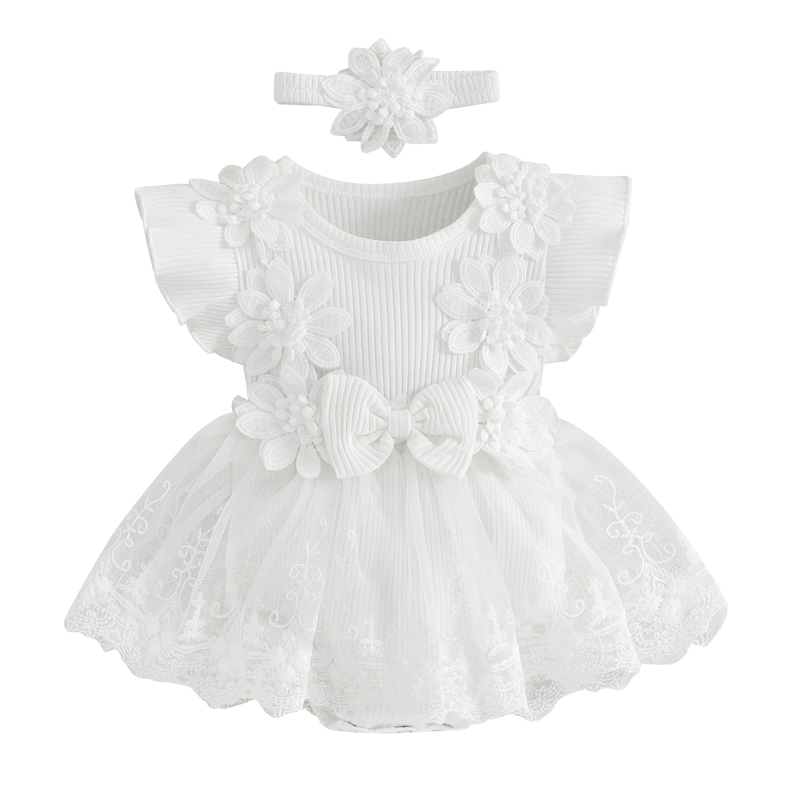Baby Girls 2 Piece Outfits, Infant Toddler Mesh Lace Ruffle Pincess ...