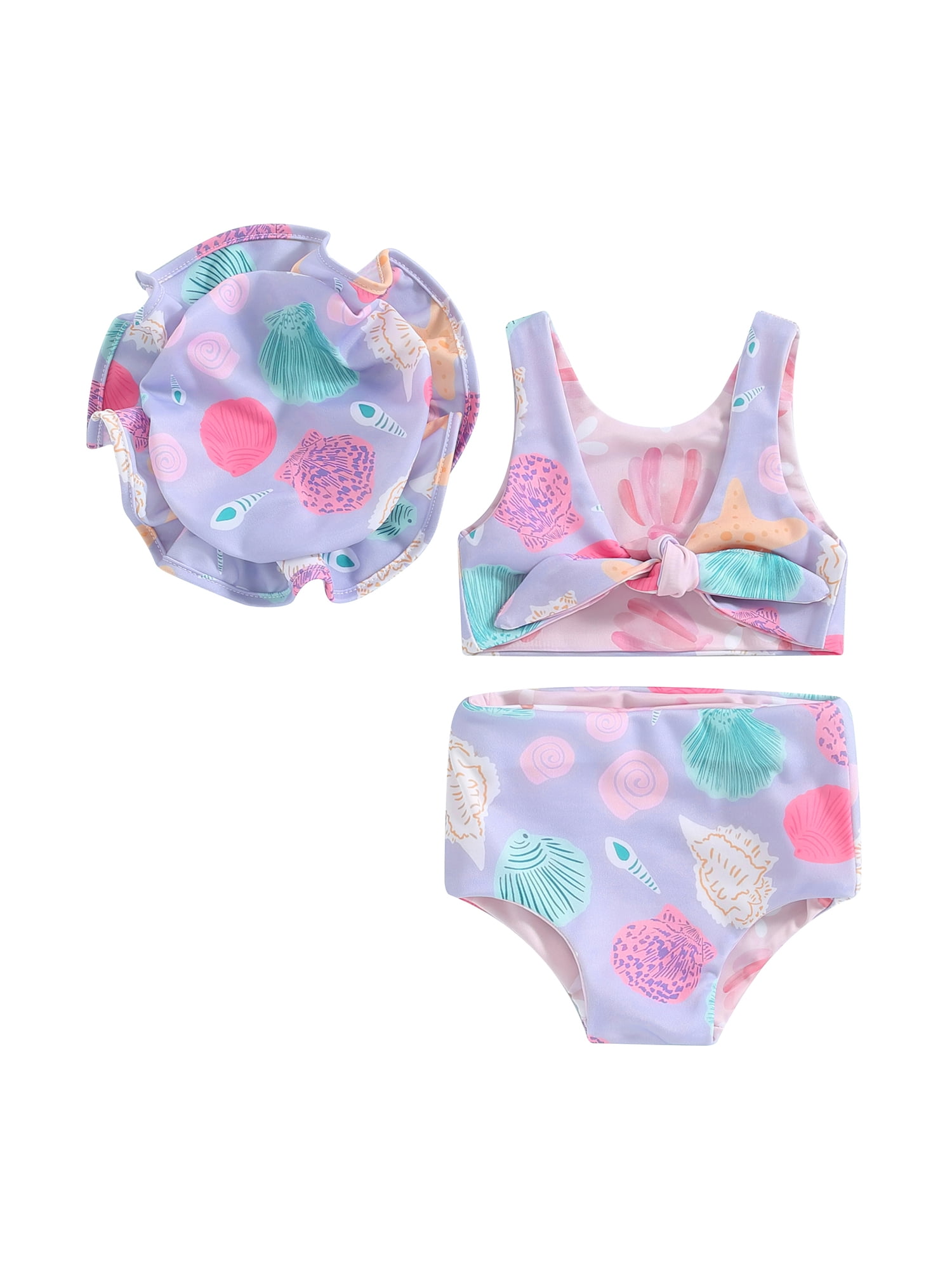 Baby Girls Bathing Suits 3 Piece Swimsuit Summer Bikini Shell Print ...