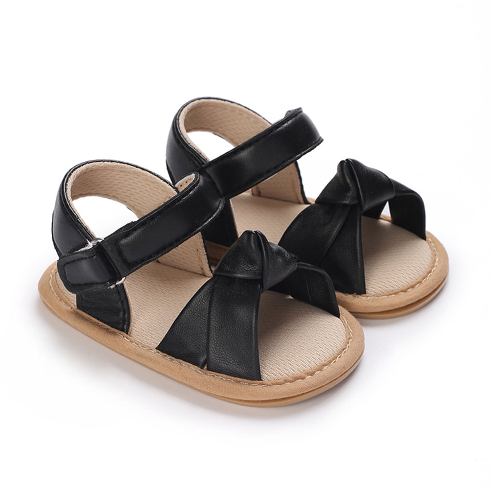 Baby Girls Bowknot Leather Sandals Shoes Anti-Slip Soft Sole Princess Shoes for Summer 0-18M ...