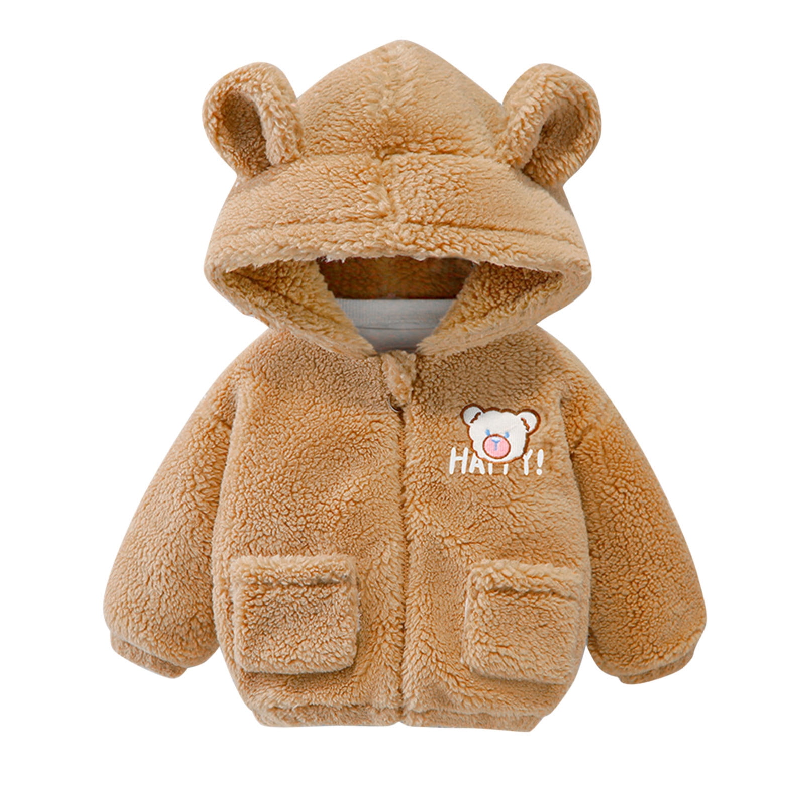 Baby Girls Boys Cartoon Letter Jacket Bear Ears Hooded Outerwear Zipper Warm Winter Coat For 6 ...