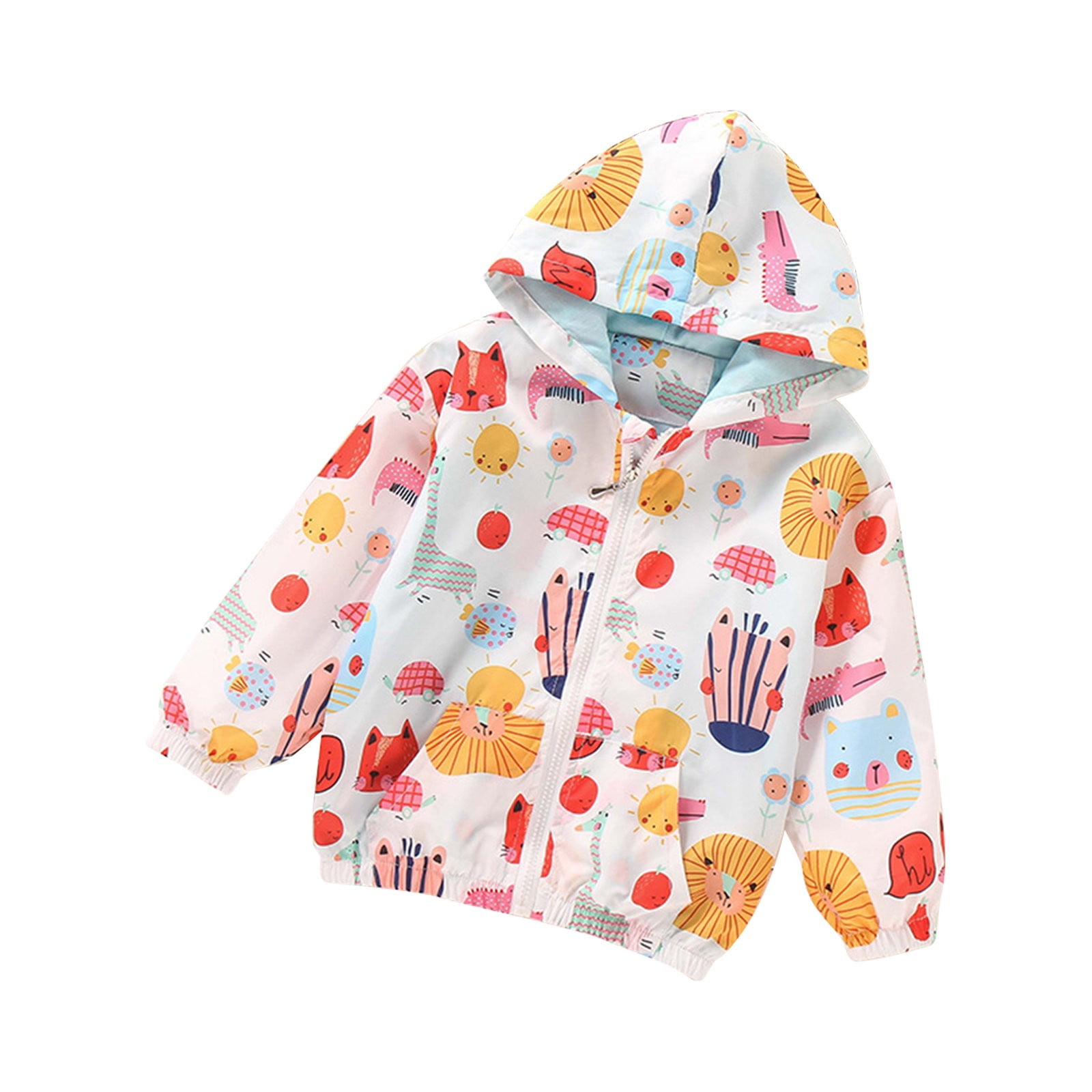 Baby Girls Boys Jackets for Windproof Toddler Kids Long Sleeve Cartoon Floral Print Zipper ...