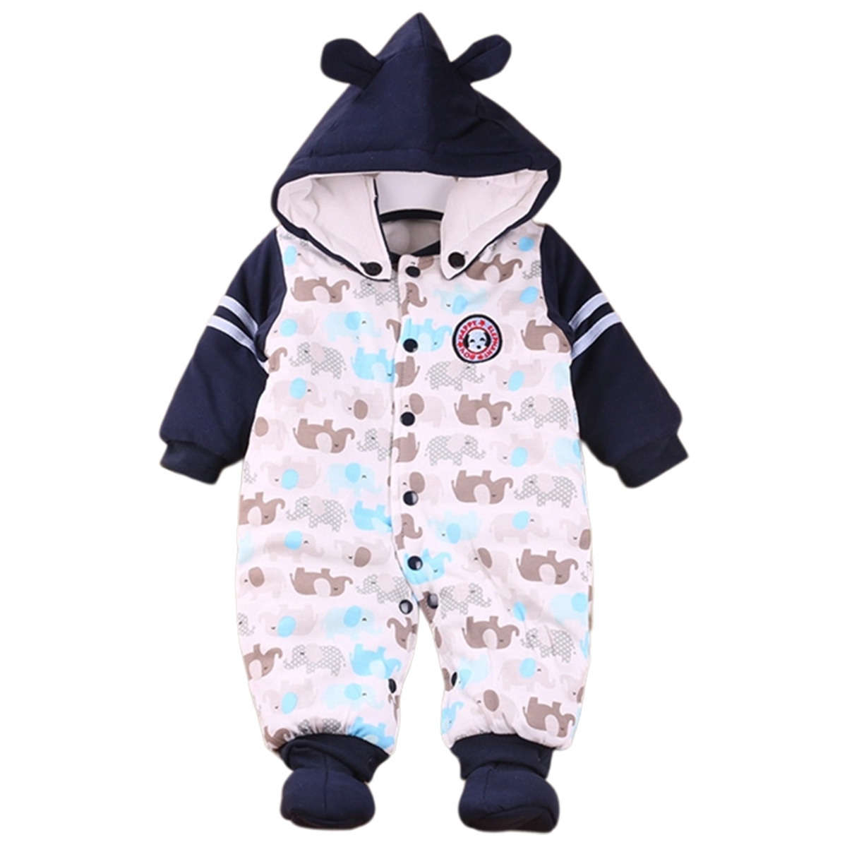 Baby Clothes Boy Girl Thick Snowsuit Winter Warm Coats Cow Prints Hooded Romper Jumpsuit ...