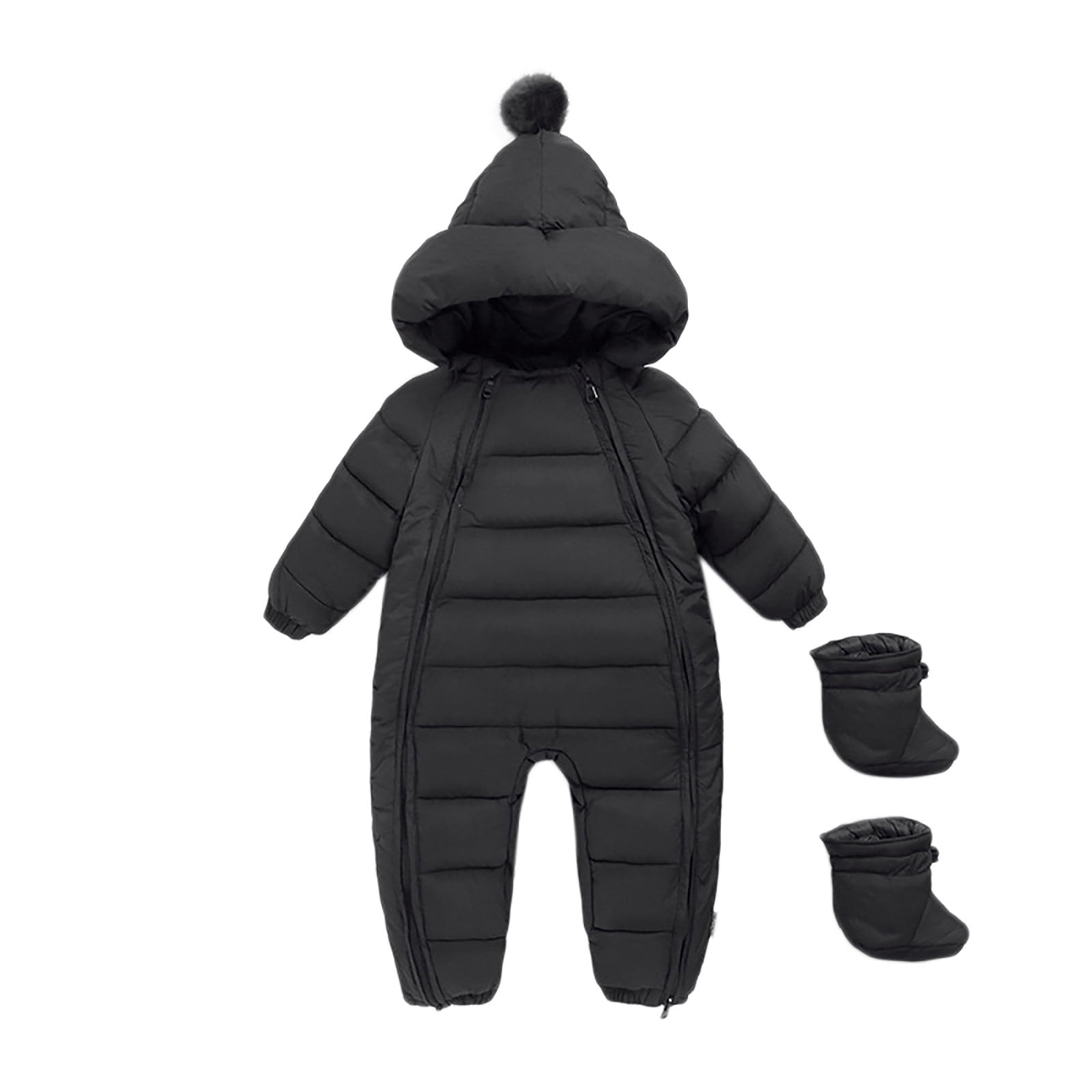 Baby Girls Boys Snowsuit Hooded Romper Coat for Thermal Coat Solid Color Long Sleeve Cute Boy ...