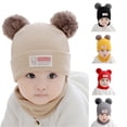 Baby Girls Boys Soft Warm Knit Hat Kids Winter Hat with Earflap Scarf ...
