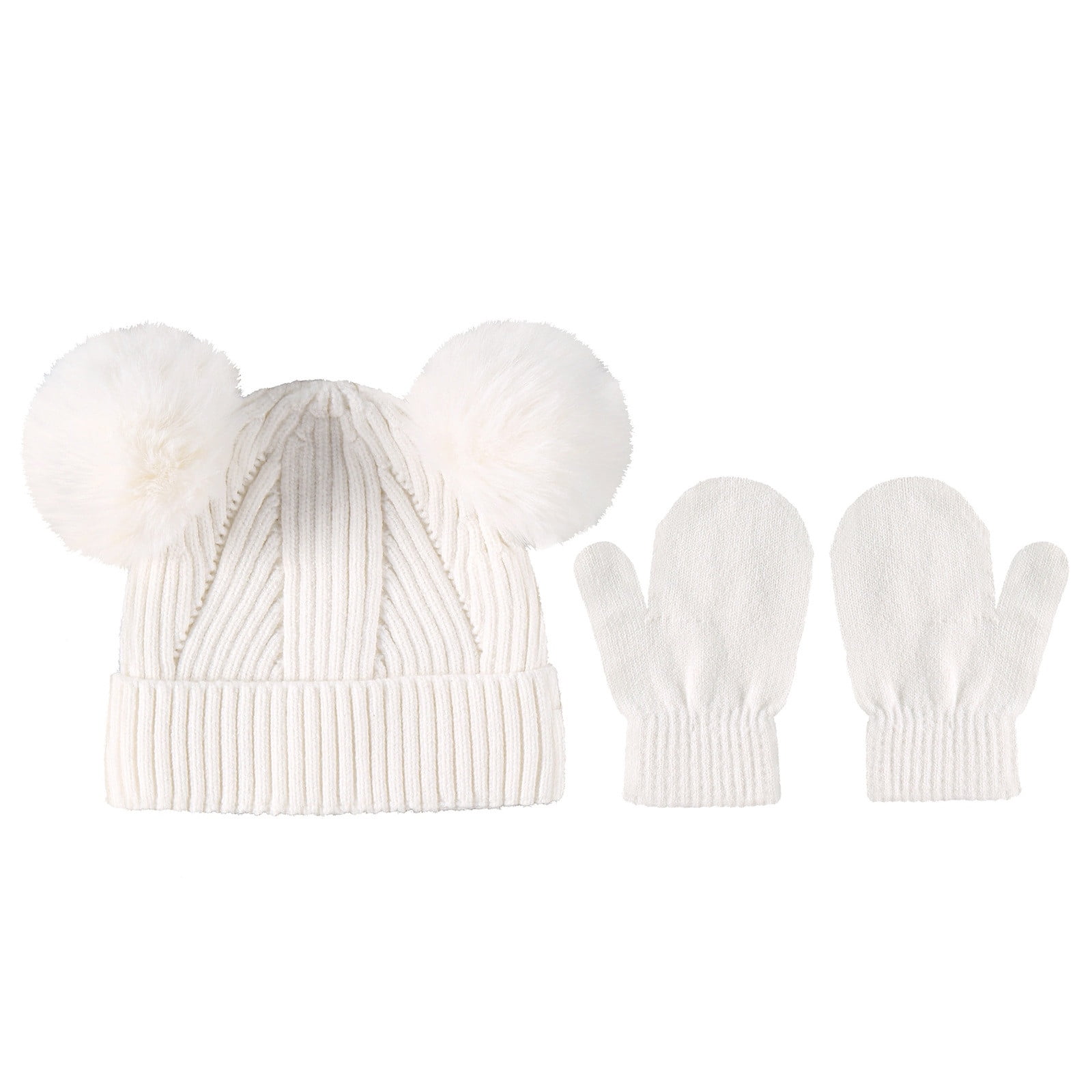 Baby Girls Boys Soft Warm Knit Hat Kids Winter Hat Solid Knitted Gloves ...