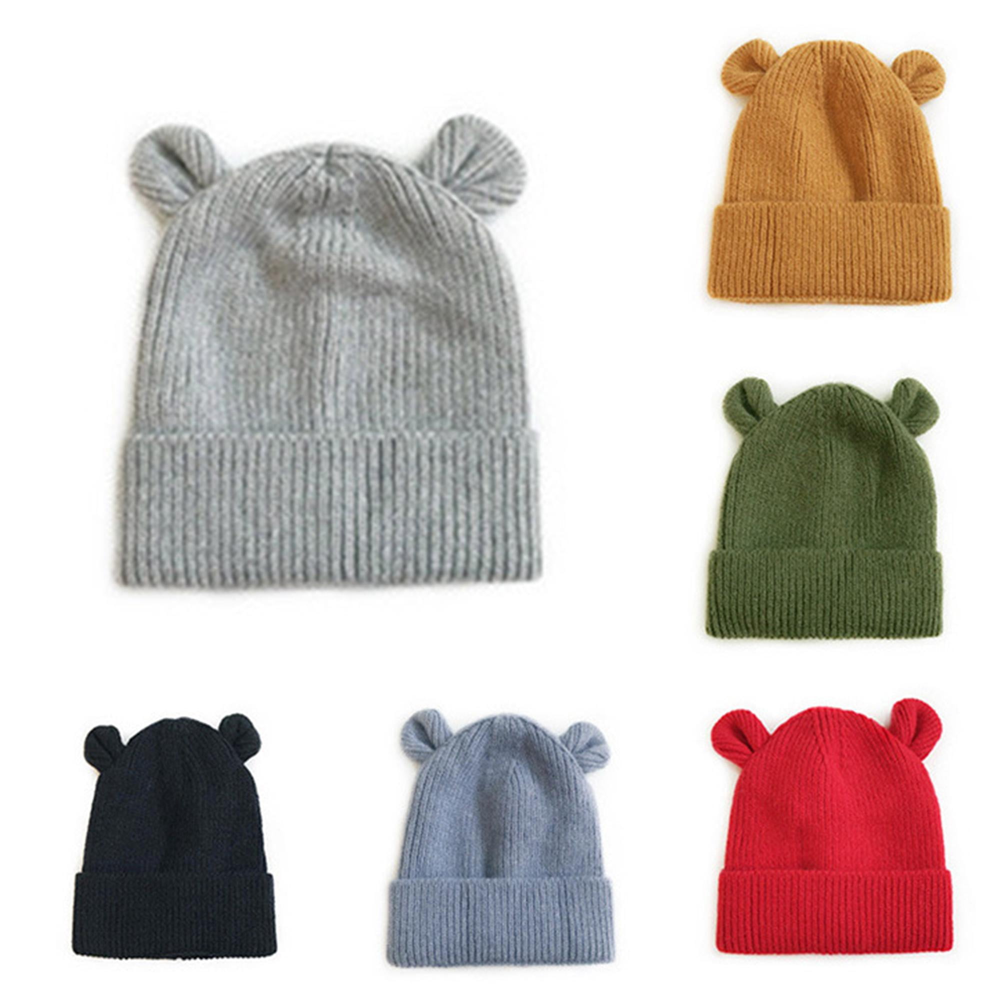 Baby Girls Boys Soft Warm Knit Hat Kids Winter Hat with Hood Cap Cap ...