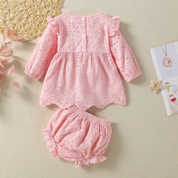 Baby Girls Boys Solid Lace Ruffle Long Sleeve Romper Bodysuit Clothes ...