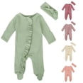 Baby Girls Boys Spring Fall Clothes Knit Ruffle Footies Romper Jumpsuit ...