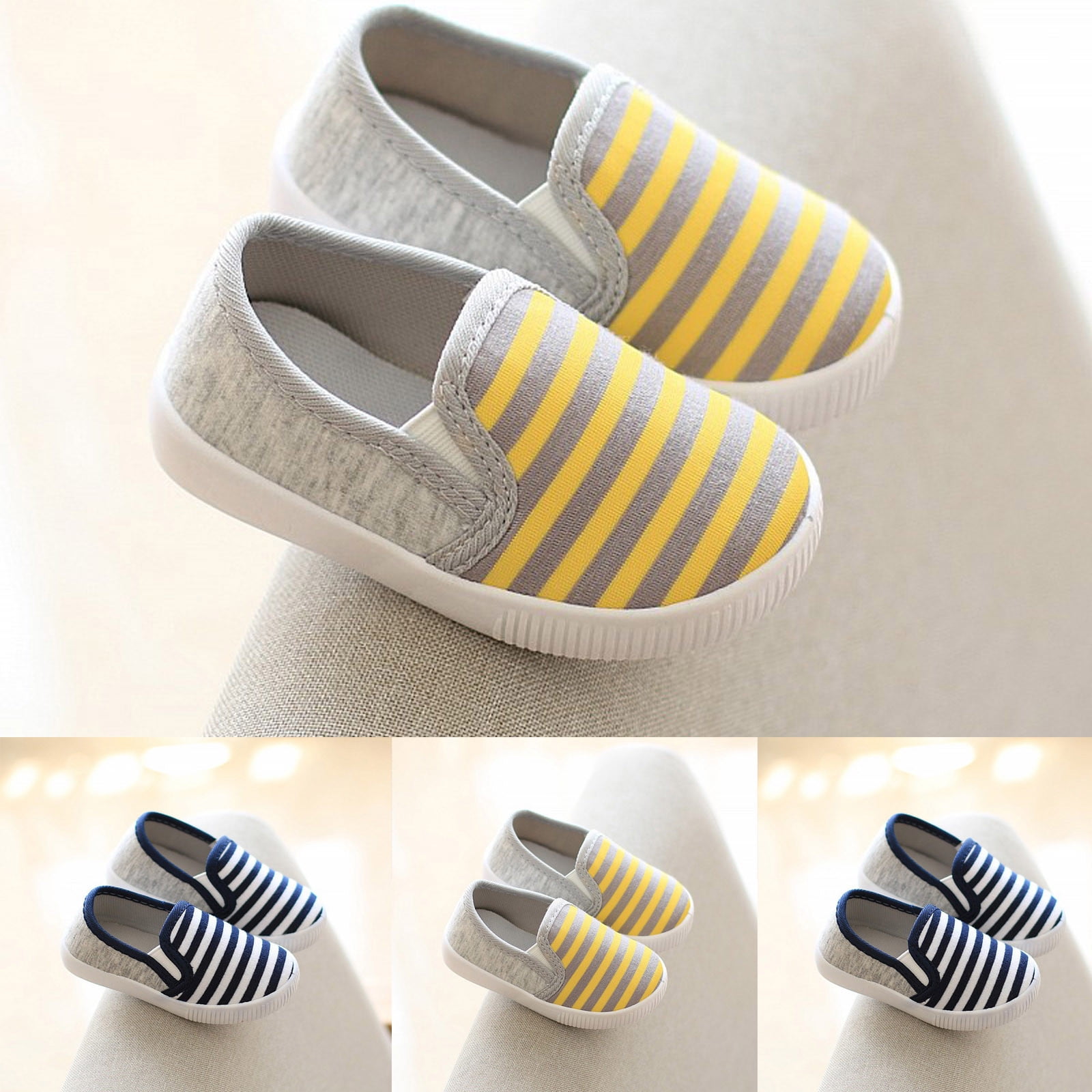 Baby Girls Boys Striped Canvas Trainers Shoes Baby Baby Soft Sole Shoes ...