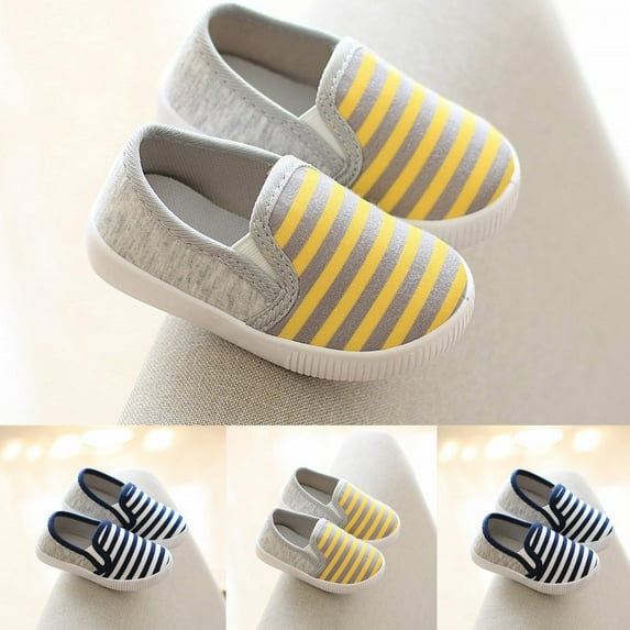 Baby Girls Boys Striped Canvas Trainers Shoes Baby Baby Soft Sole Shoes ...
