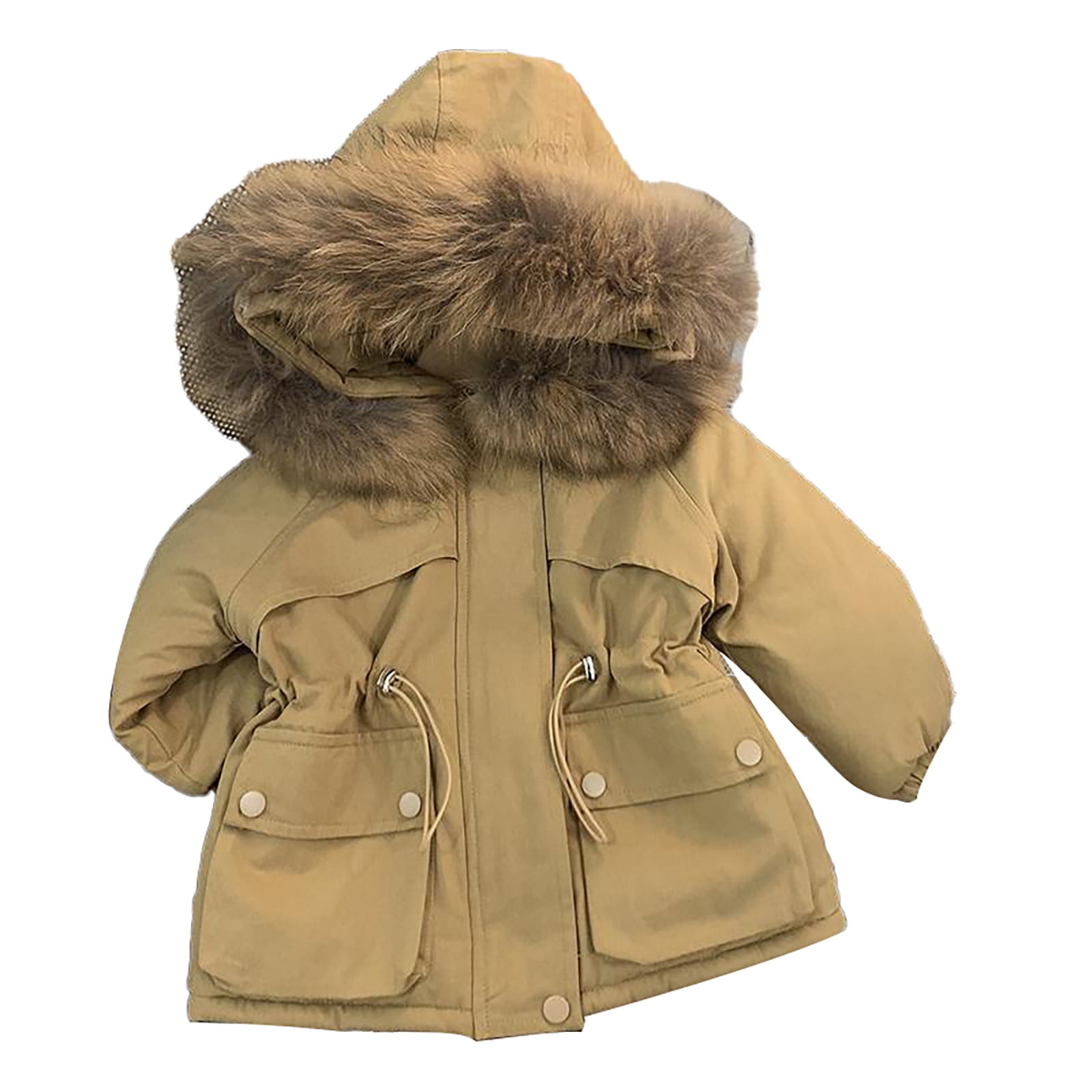 Baby Girls Boys Winter Down Jacket Fur Collar Hood Fleece Lined Outerwear Coats Winter Outdoor ...