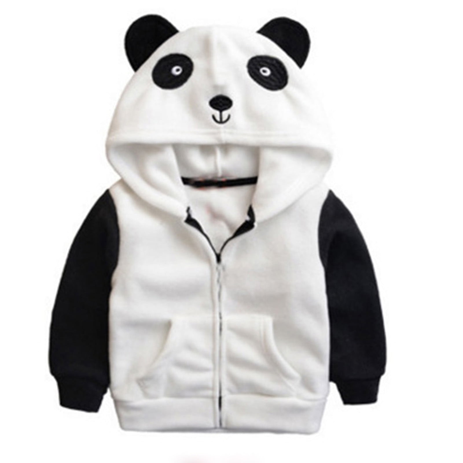 Baby Girls Boys 𝐅𝐥eece Hooded Jacket Zip Up Panda Coat Winter Warm Cute ...