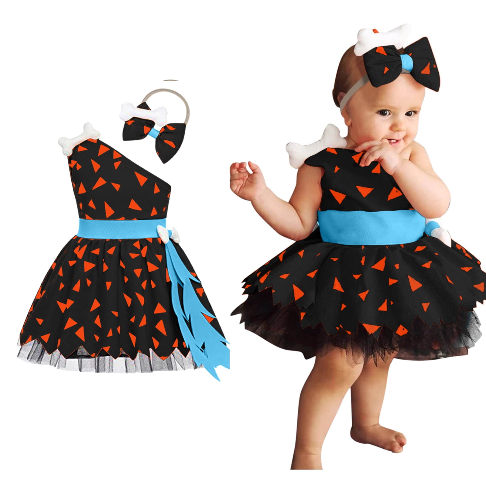 Baby Girls Caveman Costume Dog Bones Historical Stone Age Birthday ...