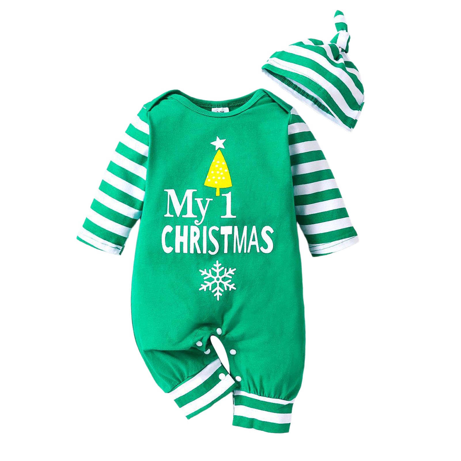 Baby Girls Christmas Romper Jumpsuit Long Sleeve Full Length Pants Crew ...