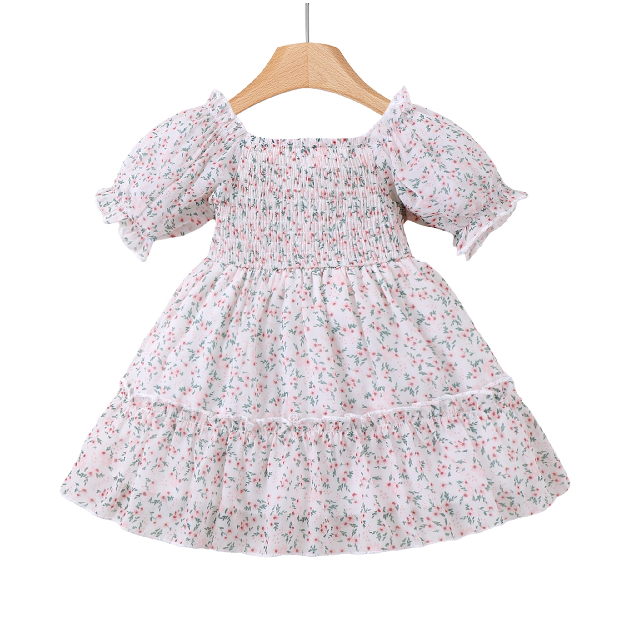 Baby Girls Clothes Toddler Girls Floral Dress 2T Girls Short Sleeve ...