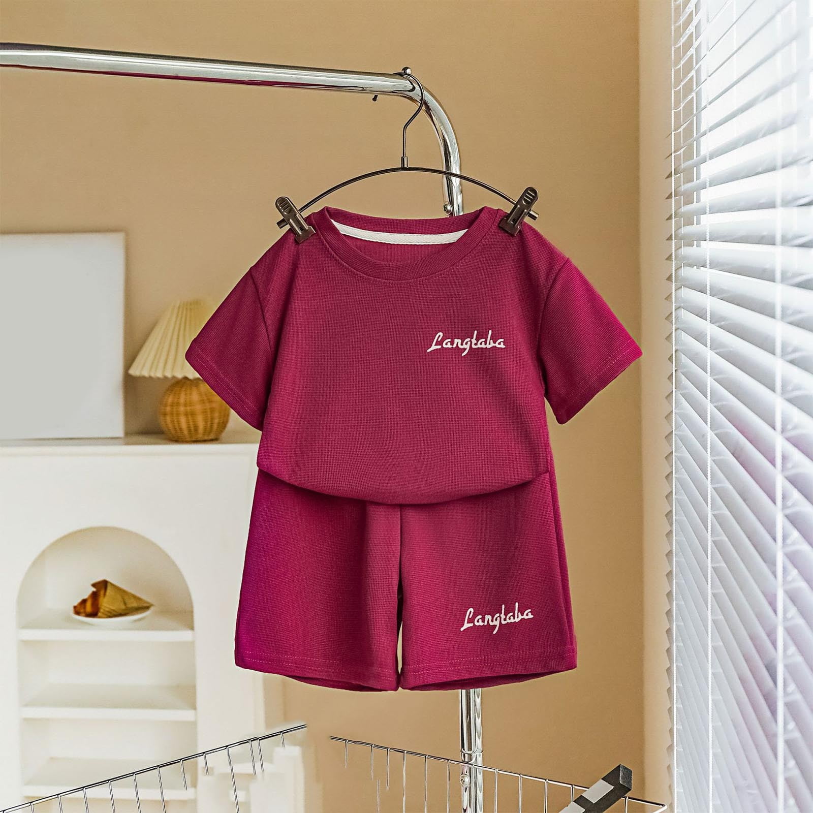 Baby Girls' Clothing Sets Casual Solid Color Crew Neck Short Sleeve ...