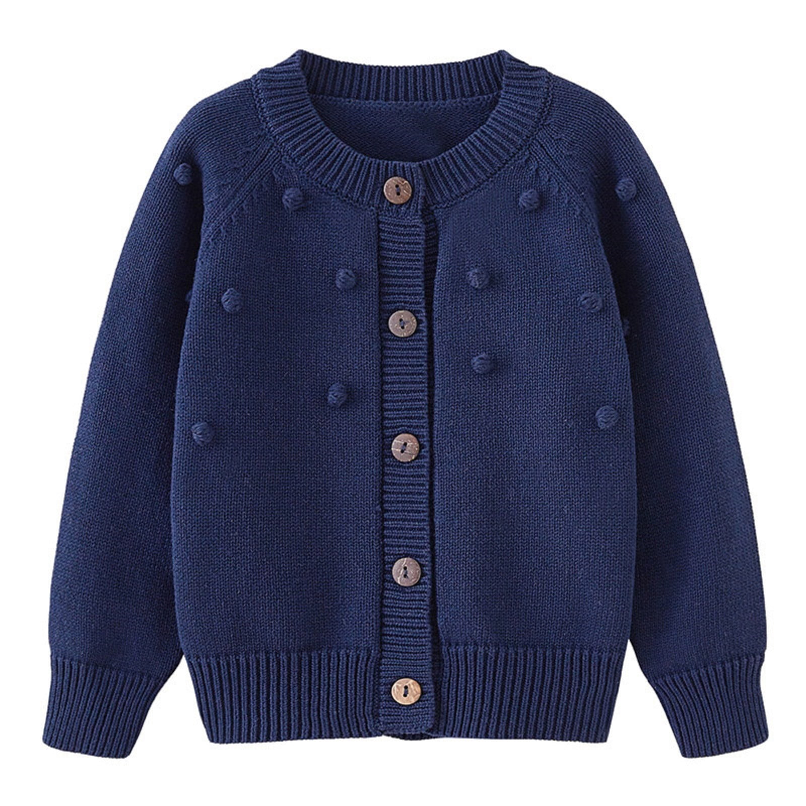 Baby Girls Cotton Cardigans Long Sleeve Crewneck Knit Cardigan Sweater ...