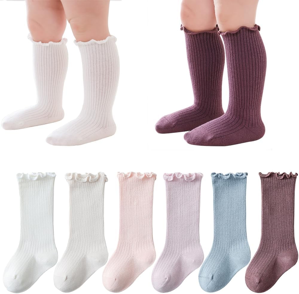 Baby Girls Cotton Socks Newborn Keep Warm Solid Color Sock Knee-High ...