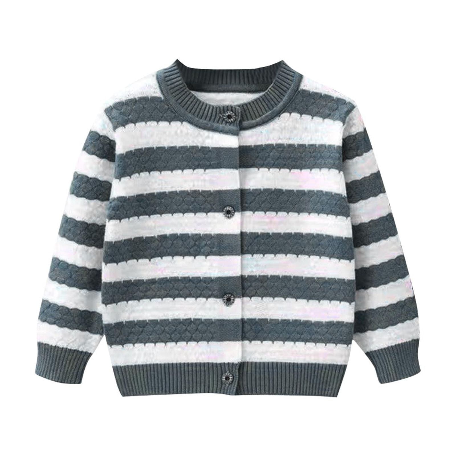 Baby Girls Cute Cardigan Sweater Striped Knitted Button Down Shirt ...