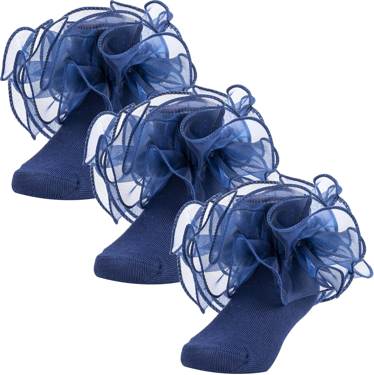 Baby Girls Double Lace Turn Cuff Socks with Big Ruffle for Infant ...