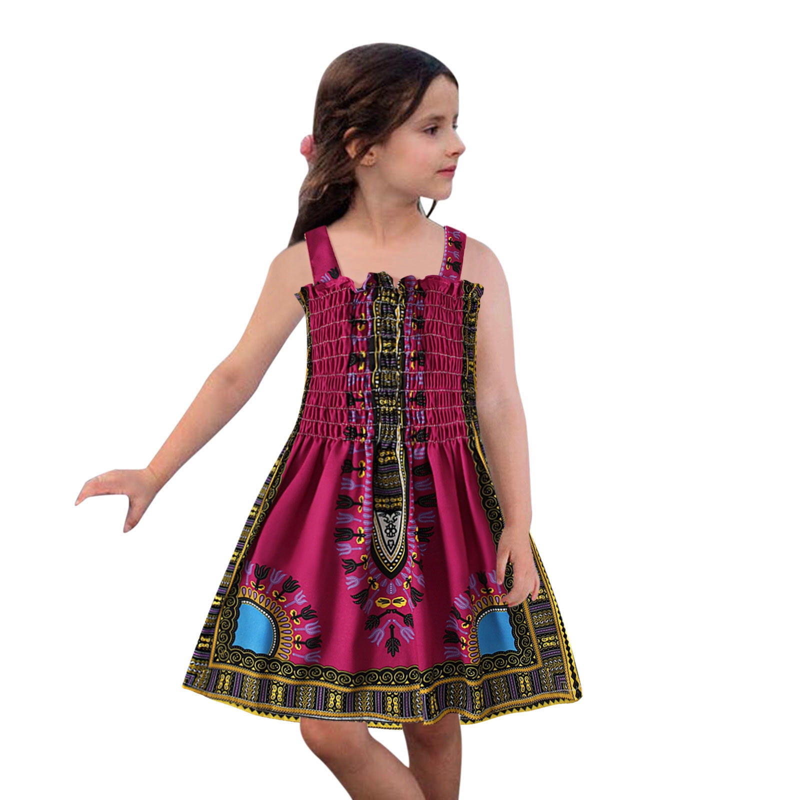 Baby Girls' Dresses Traditional Sleeveless Suspenders Ankara Beach ...