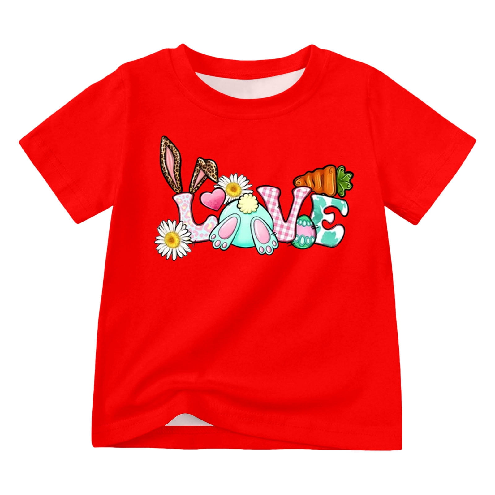 Baby Girls Easter Bunny Print T-shirt Round Neck Short Sleeve Soft ...