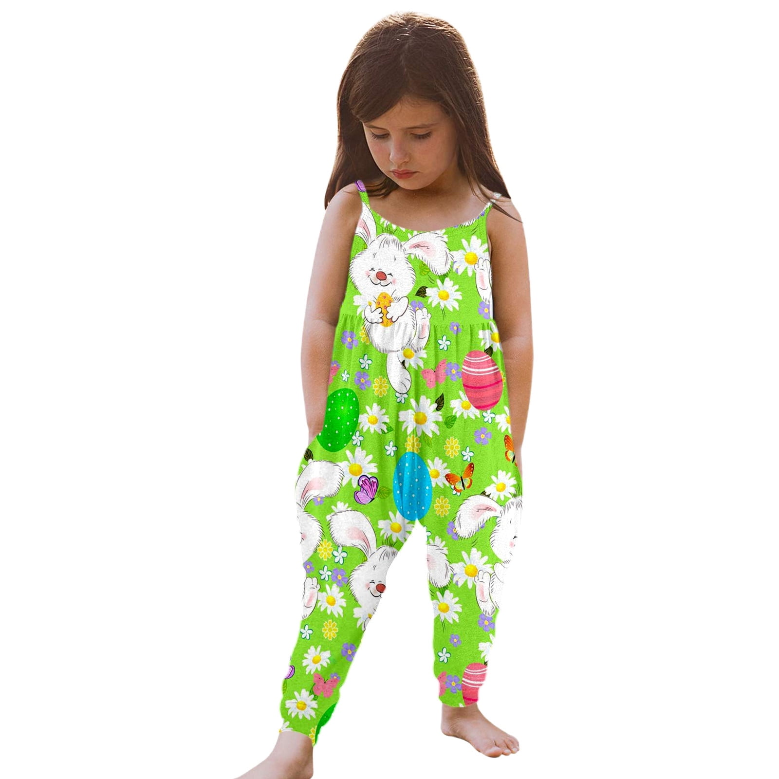 Baby Girls Easter Jumpsuits Set Pajamas Sets Easter Bunny Print Romper ...