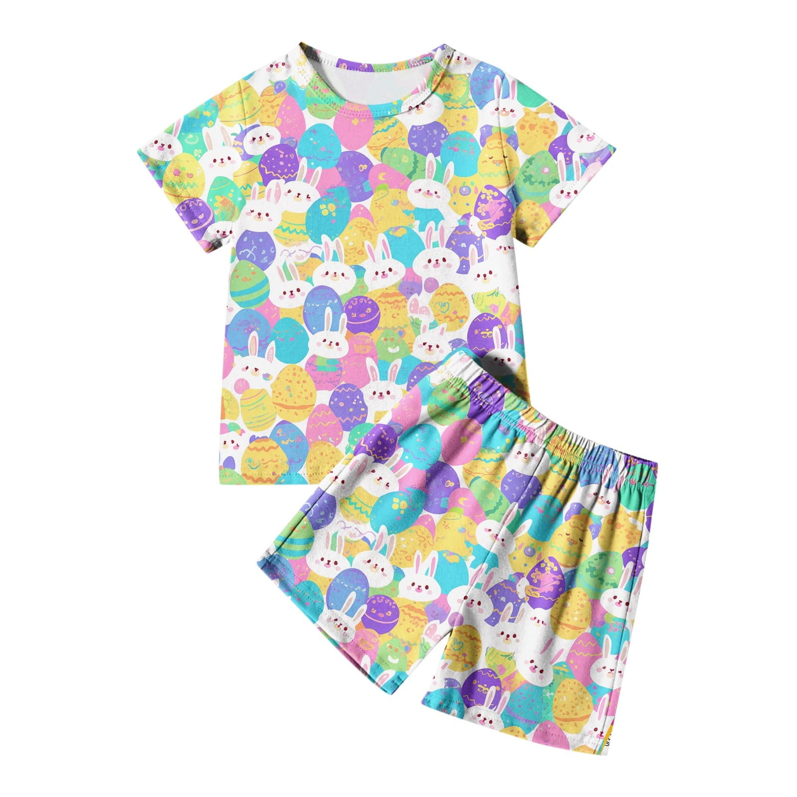 Baby Girls Easter Outfit Set Rabbit Print Crew Neck Short Sleeve ...