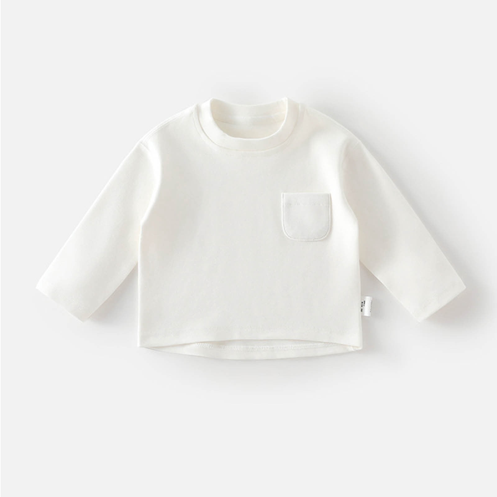 Baby Girls Fashion Tops with Pocket White Long Sleeve Tshirts Kids ...
