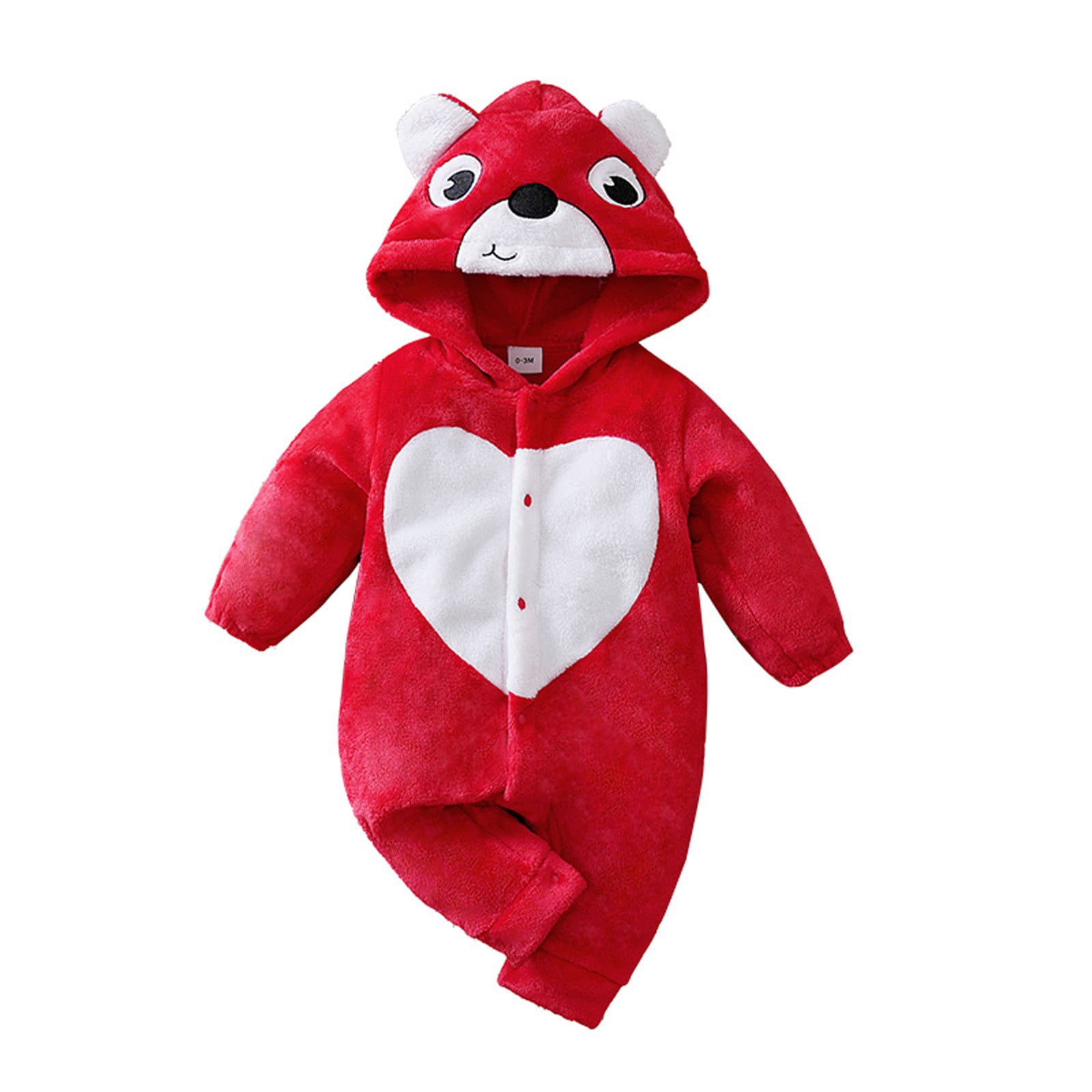 Baby Girls Flannel Hooded Romper Jumpsuit Bear Print Long Sleeve Soft ...