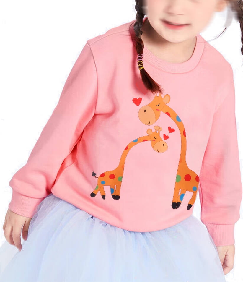 Baby Girls Giraffe Pullover Sweatshirt Crewneck Sweater Animal Long ...