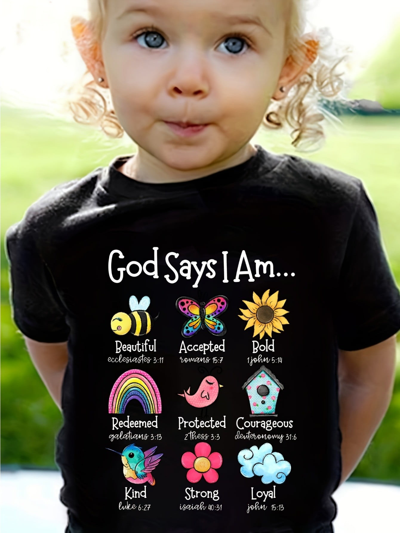 Baby Girls "God Say I Am..." Print Cartoon Animal & Letter Print Short ...