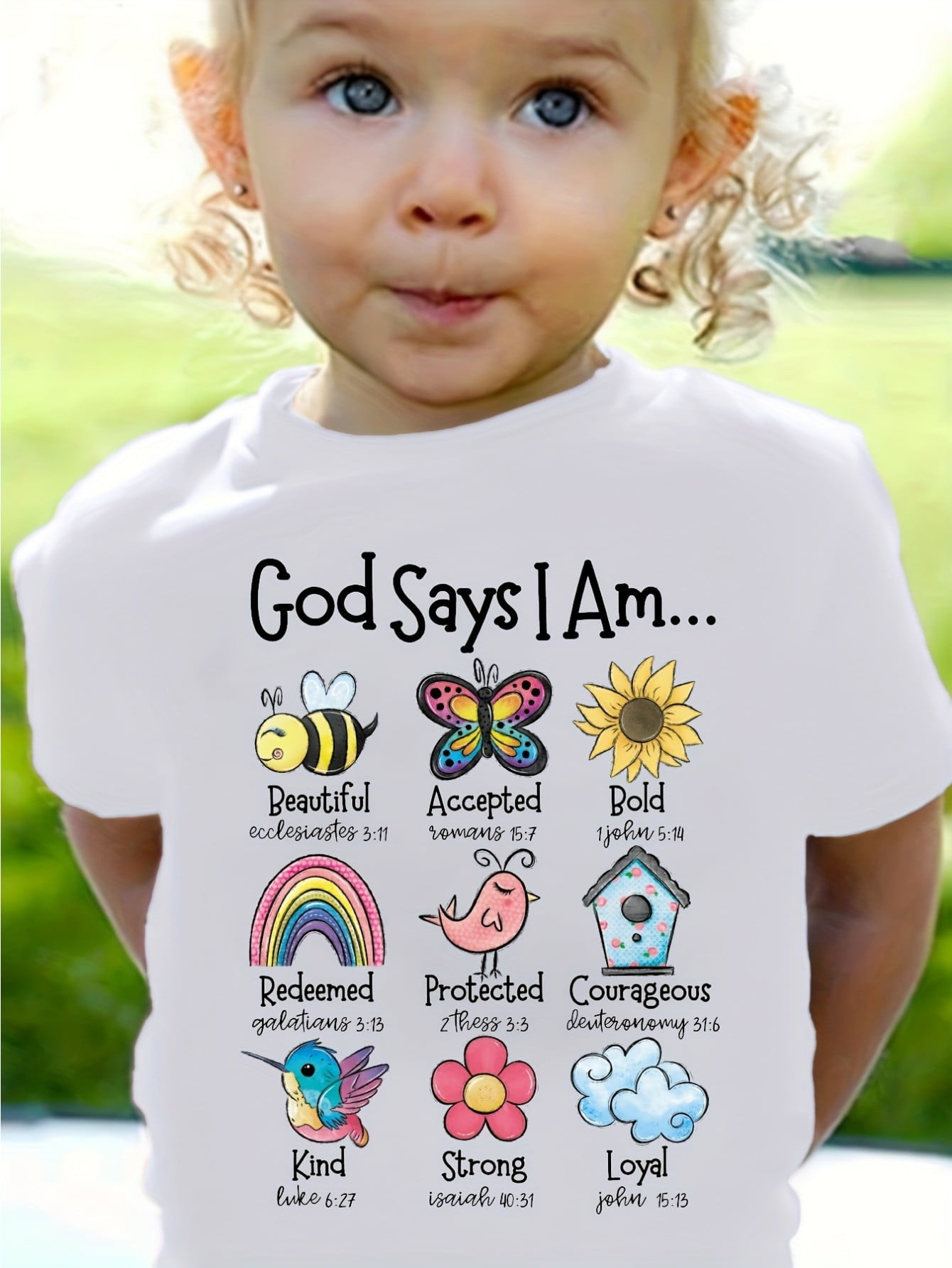 Baby Girls "God Say I Am..." Print Cartoon Animal & Letter Print Short ...