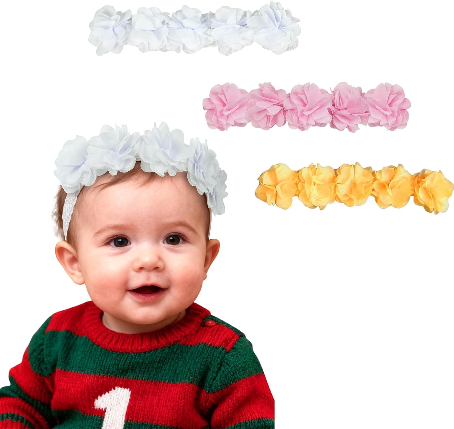 Baby Girls Headbands for 4-24M | Soft Flower Crown (Fits 14.96"-18.89 ...