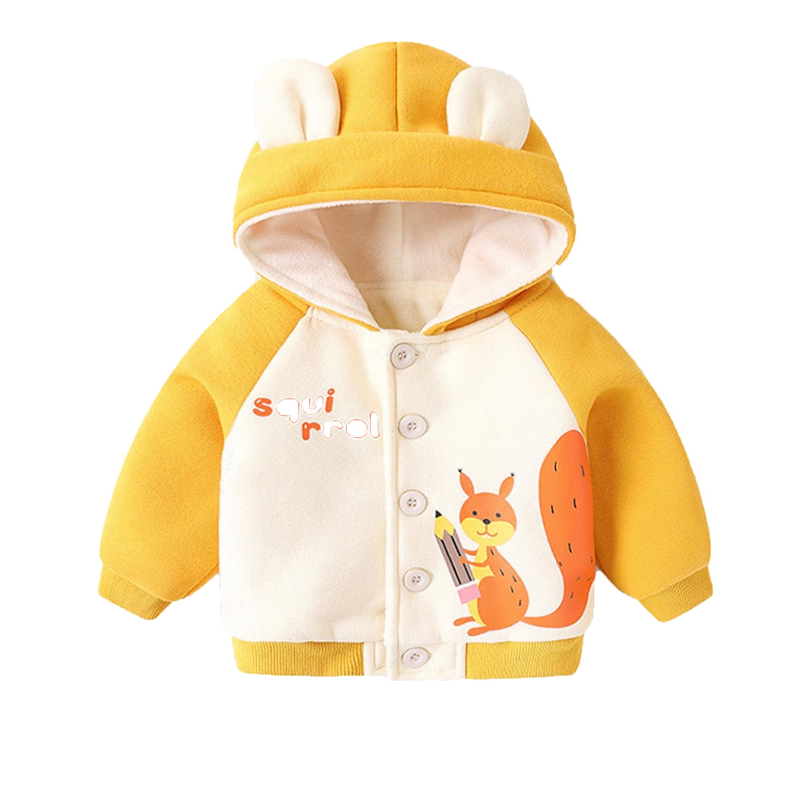 Baby Girls Hooded Jacket Cute Animal Print Bear Ear Coat Autumn and ...