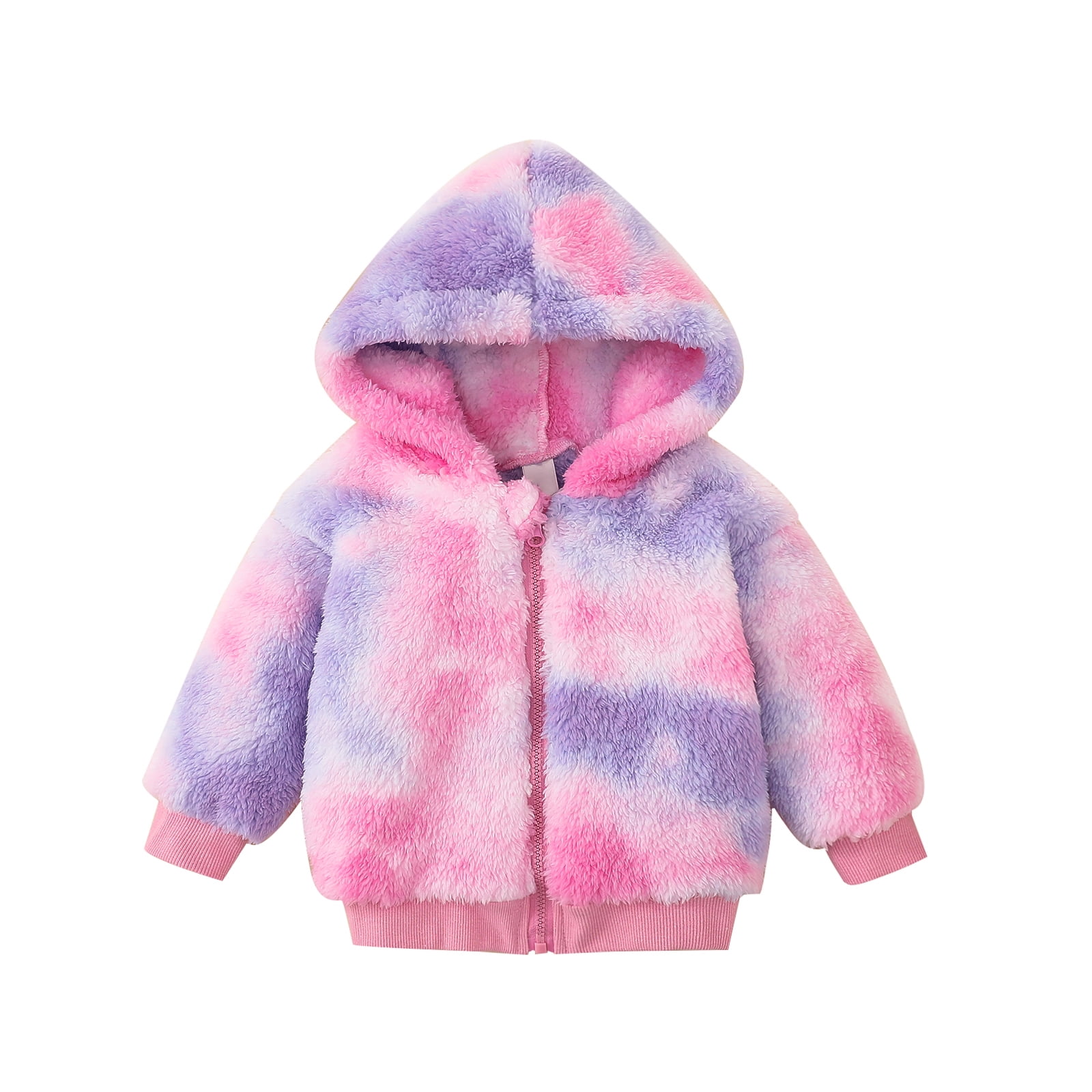 Baby Girls Hooded Jacket Little Kids Tie-dyed Zipper Outerwear 12-18 ...