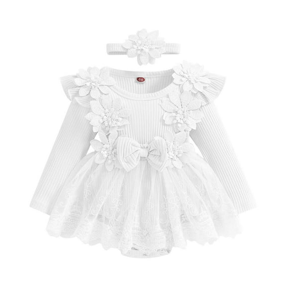 Baby Girls JUmpsuit Solid Color Ribbed Long Sleeve Crewneck Romper Set ...