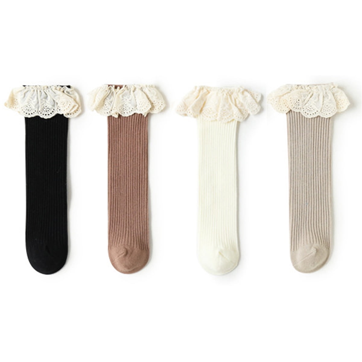Baby Girls Knee High Socks Kids Toddler Tube Ruffled Stockings Little ...
