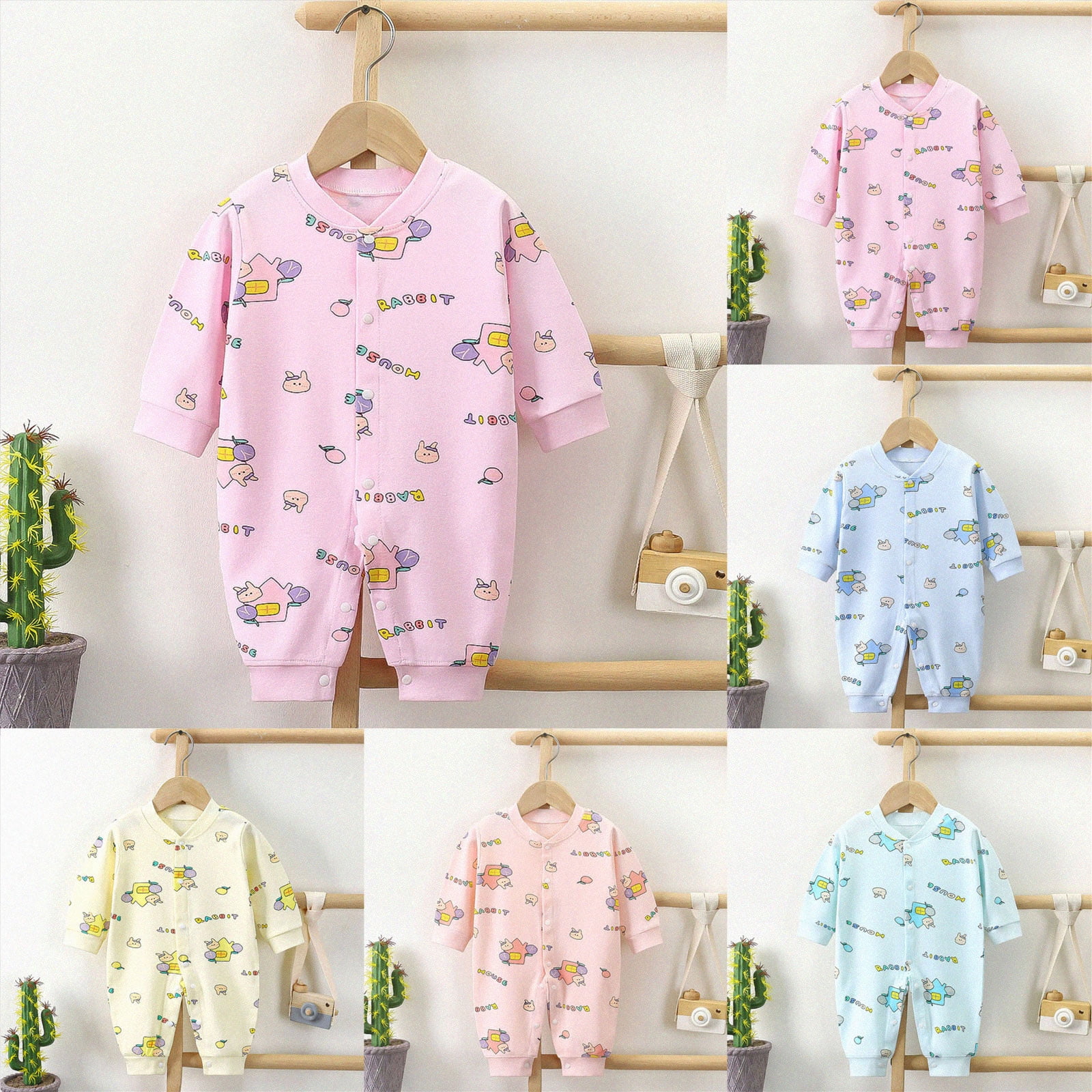 Baby Girls Long-Sleeve Bodysuit,Cotton One-Piece Baby Clothes, Soft ...