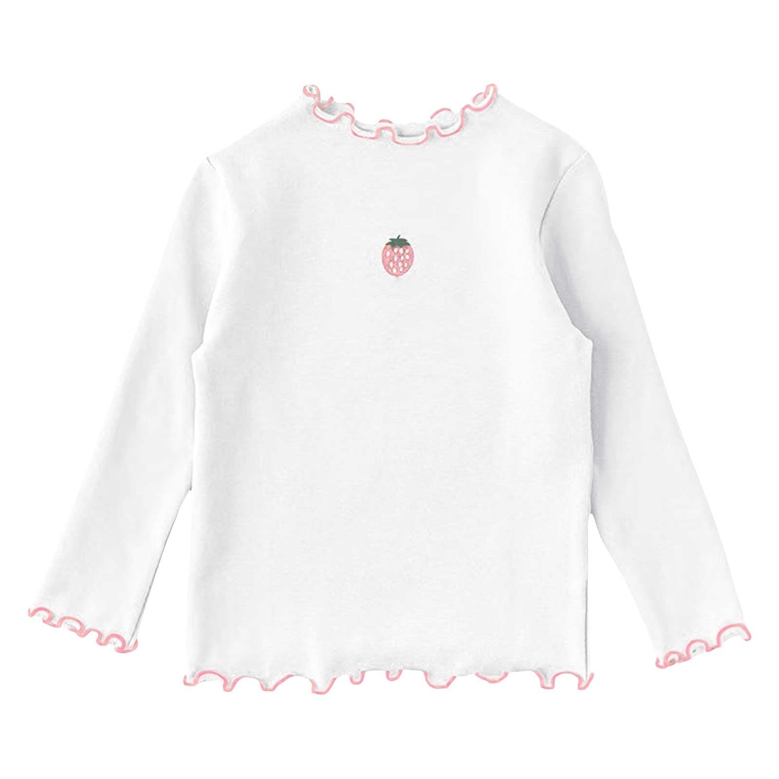 Baby Girls Long Sleeve Cotton Shirt Ruffle Neck and Cuff Cute ...