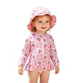 Baby Girls Long Sleeve Rash Guard Swimsuit with Hat – UPF 50+ One Piece ...
