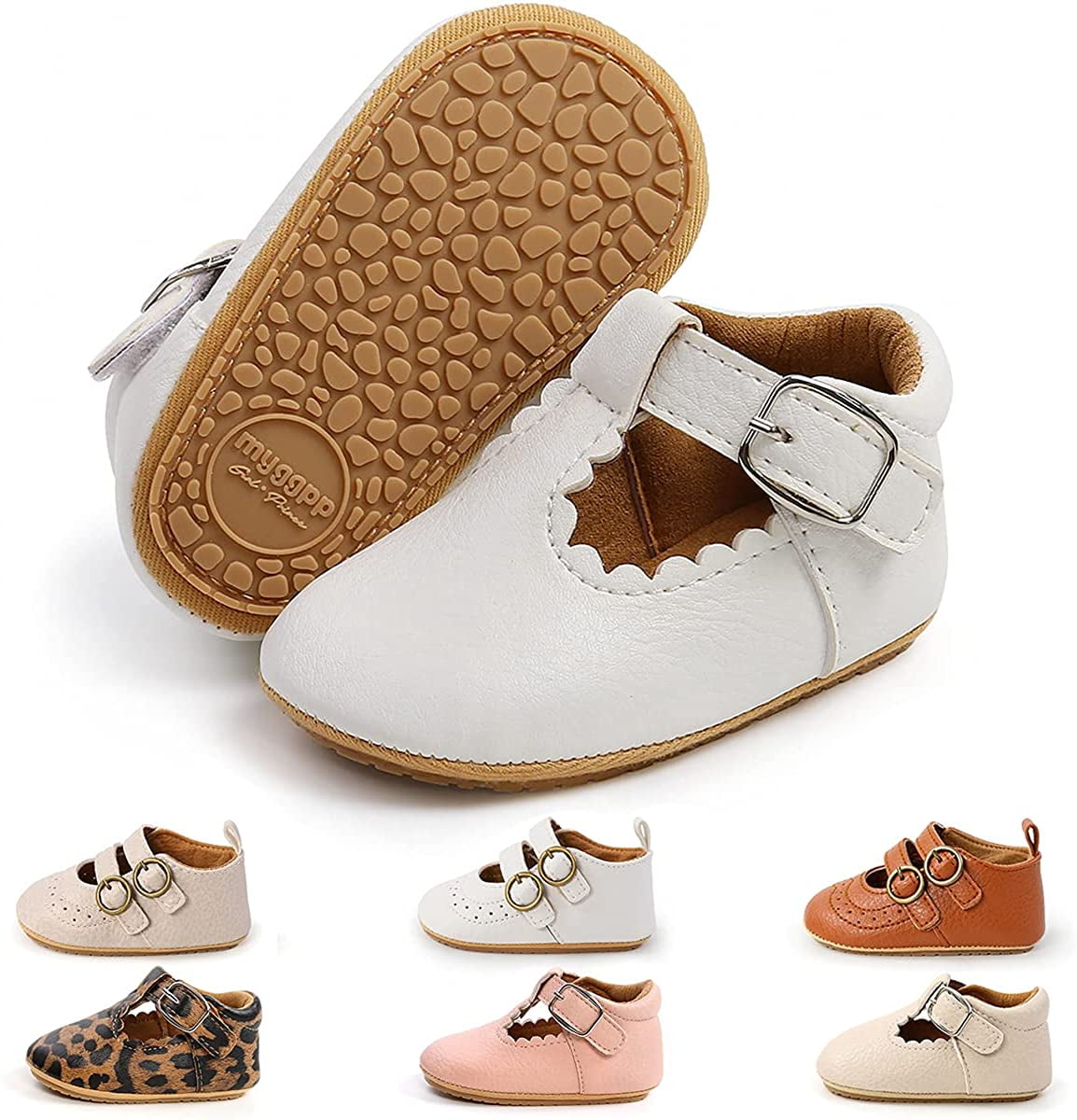 Baby Girls Mary Jane Flats with Bownot Non Slip Soft Sole PU Leather ...